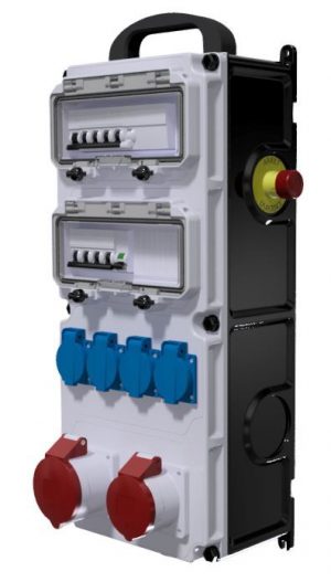 COFFRET DE CHANTIER - Disj Diff 4P 32A-30mA + AU + 4PC NF + 1PC 32A 3P+N+T + 1PC 16A 3P+N+T ...